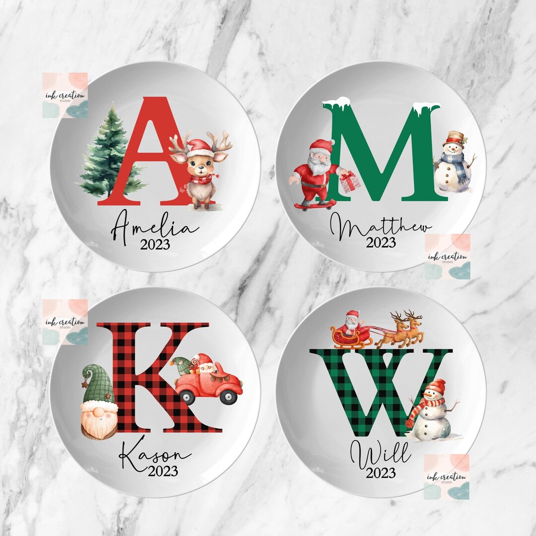 Christmas Plates Sets for Kids, Custom Kids Name Plate Sets With Name ...