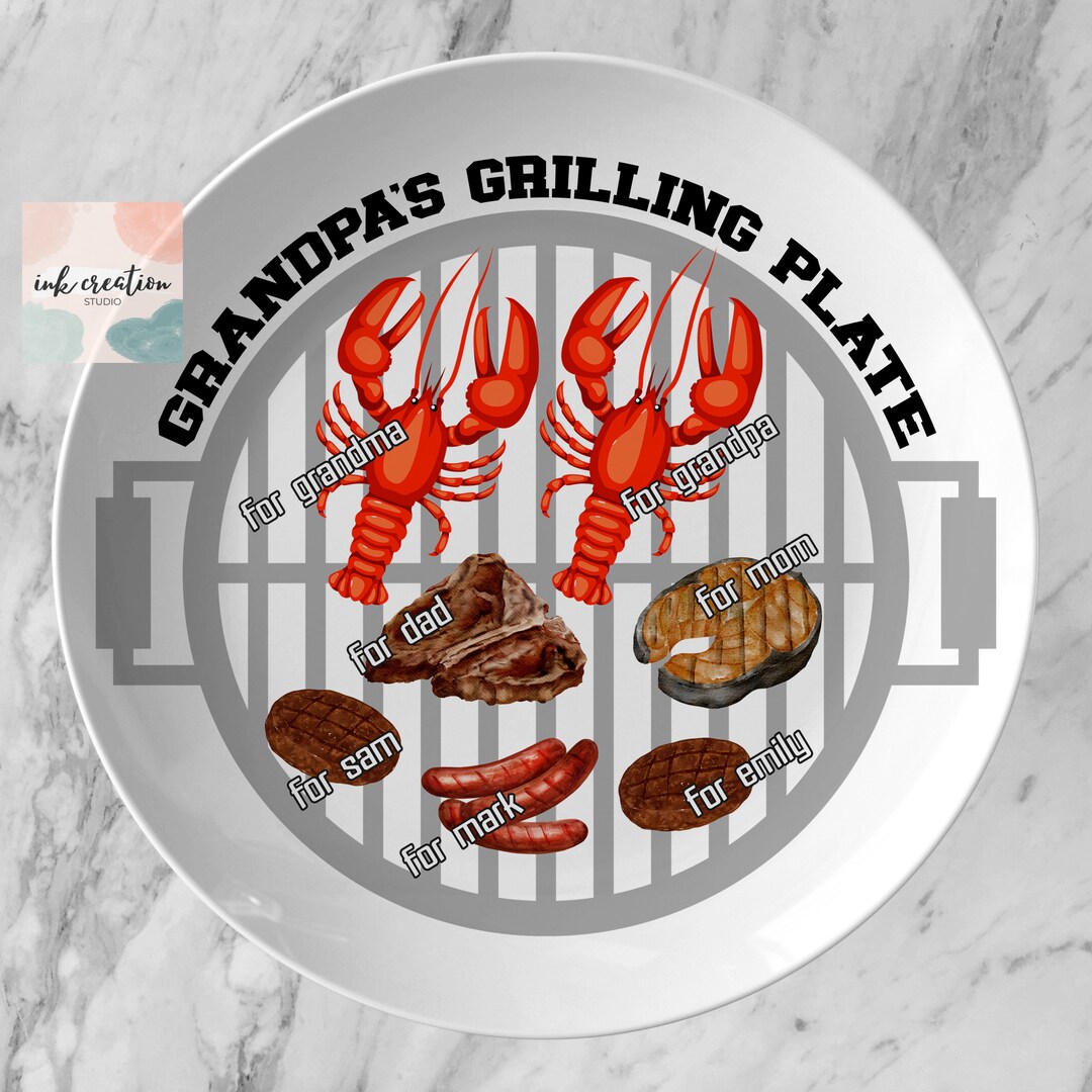 Personalized Grandpas Grilling Plate, Grill Master Dad's BBQ Plate ...
