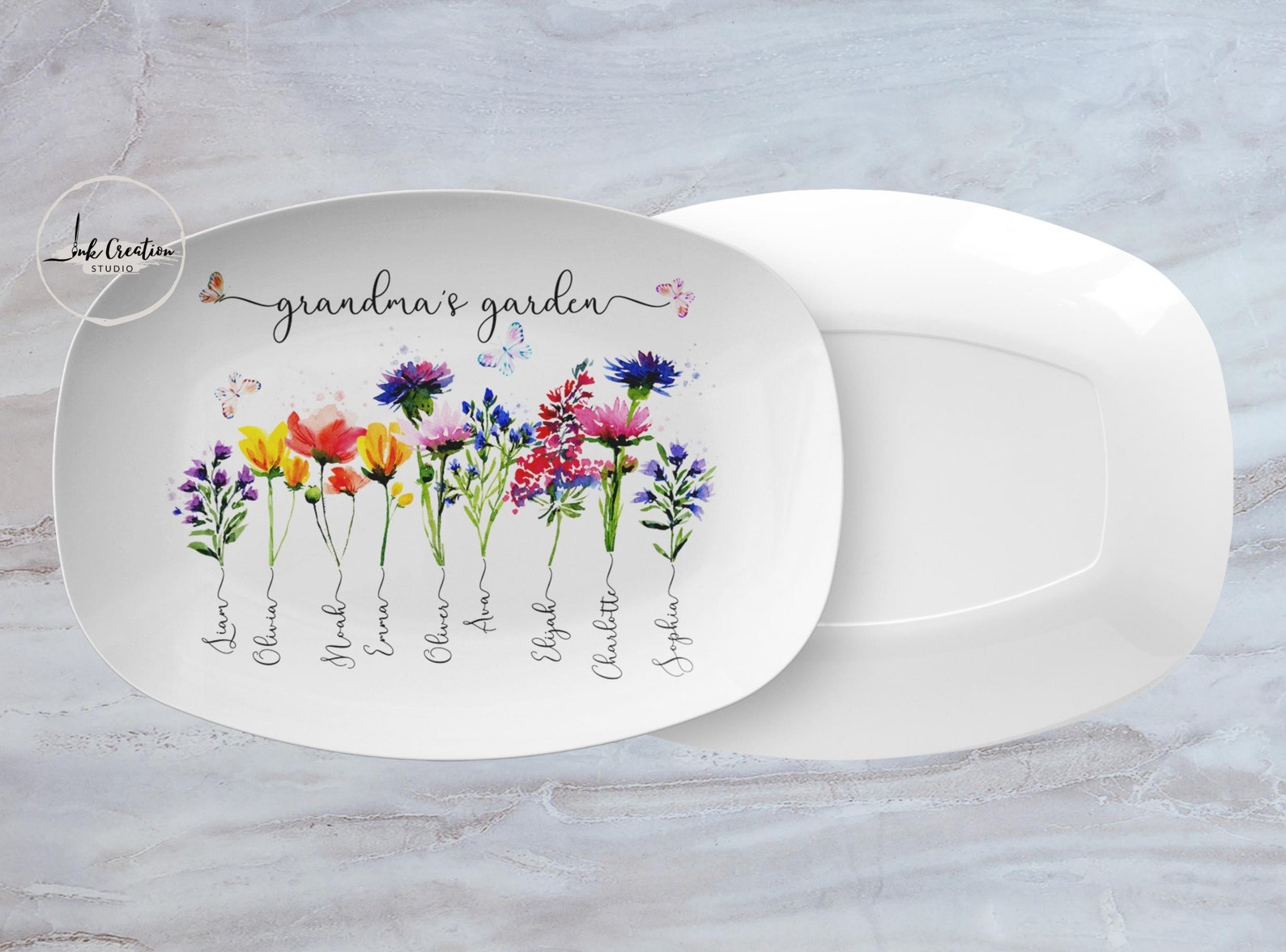 Custom Grandma's Garden Plate With Grandkids Names Family - Etsy