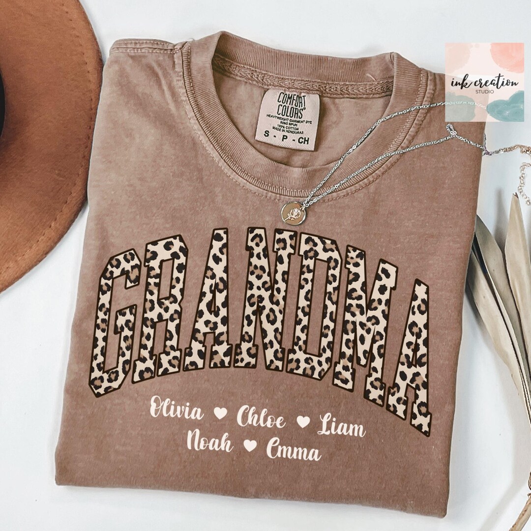 Custom Grandma Comfort Colors Shirt, Grandma Shirt With Grandkids Names ...