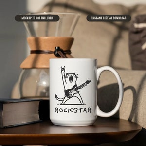 Rock and Roll Cat SVG PNG File for Embroidery & Laser Cut and Print ...