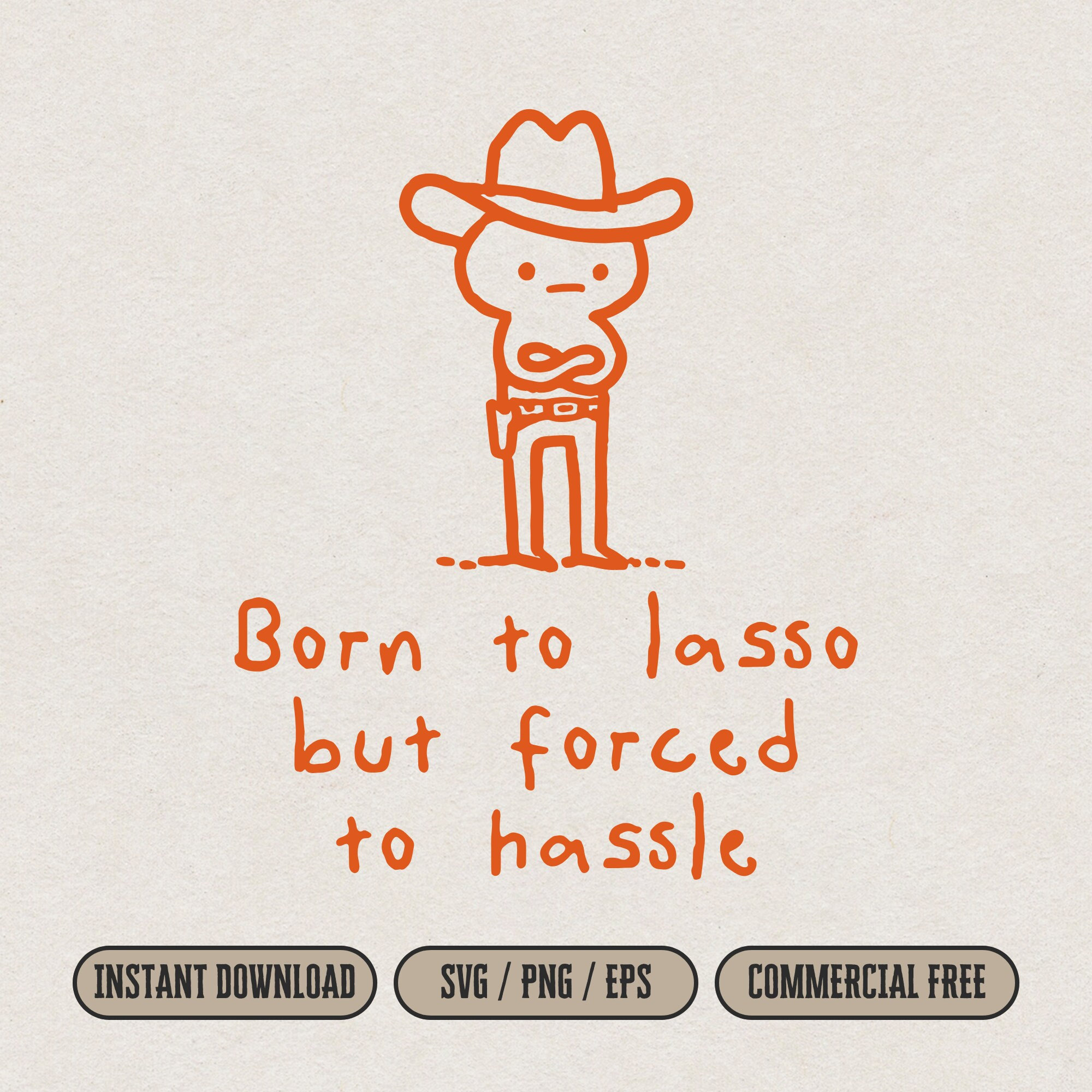 Badly Drawn Sad Cowboy SVG for Print & Cut, Silly Cowboy Office Worker ...