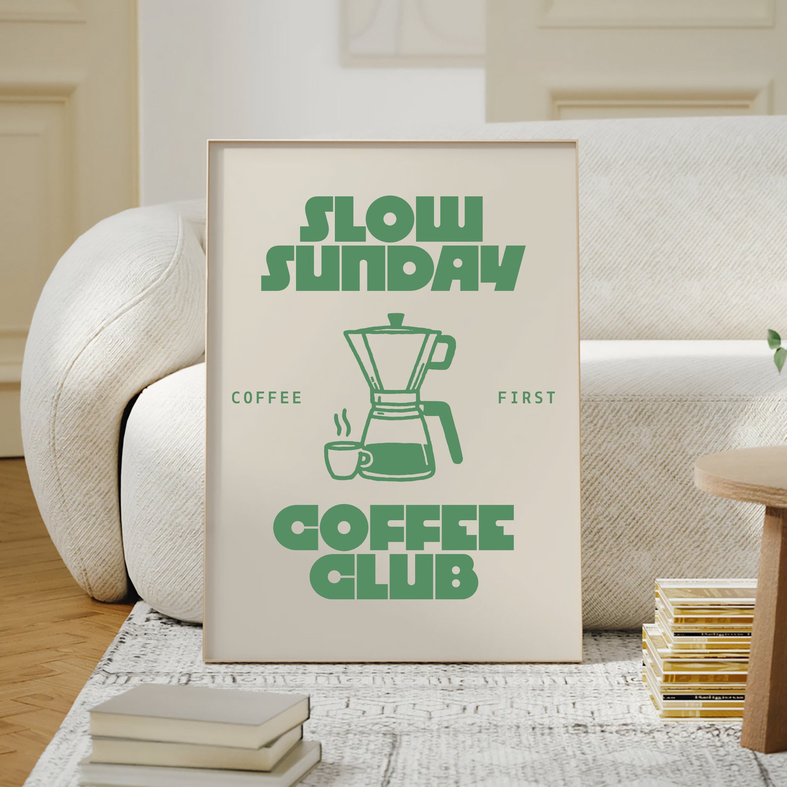 Slow Sunday Coffee Club SVG PNG for Embroidery and Print & Cut, Retro ...