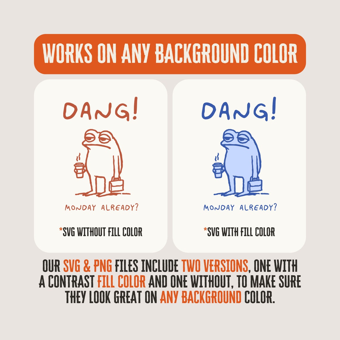 Funny Monday Frog SVG for Print & Cut, Silly Frog With Coffee Monday ...