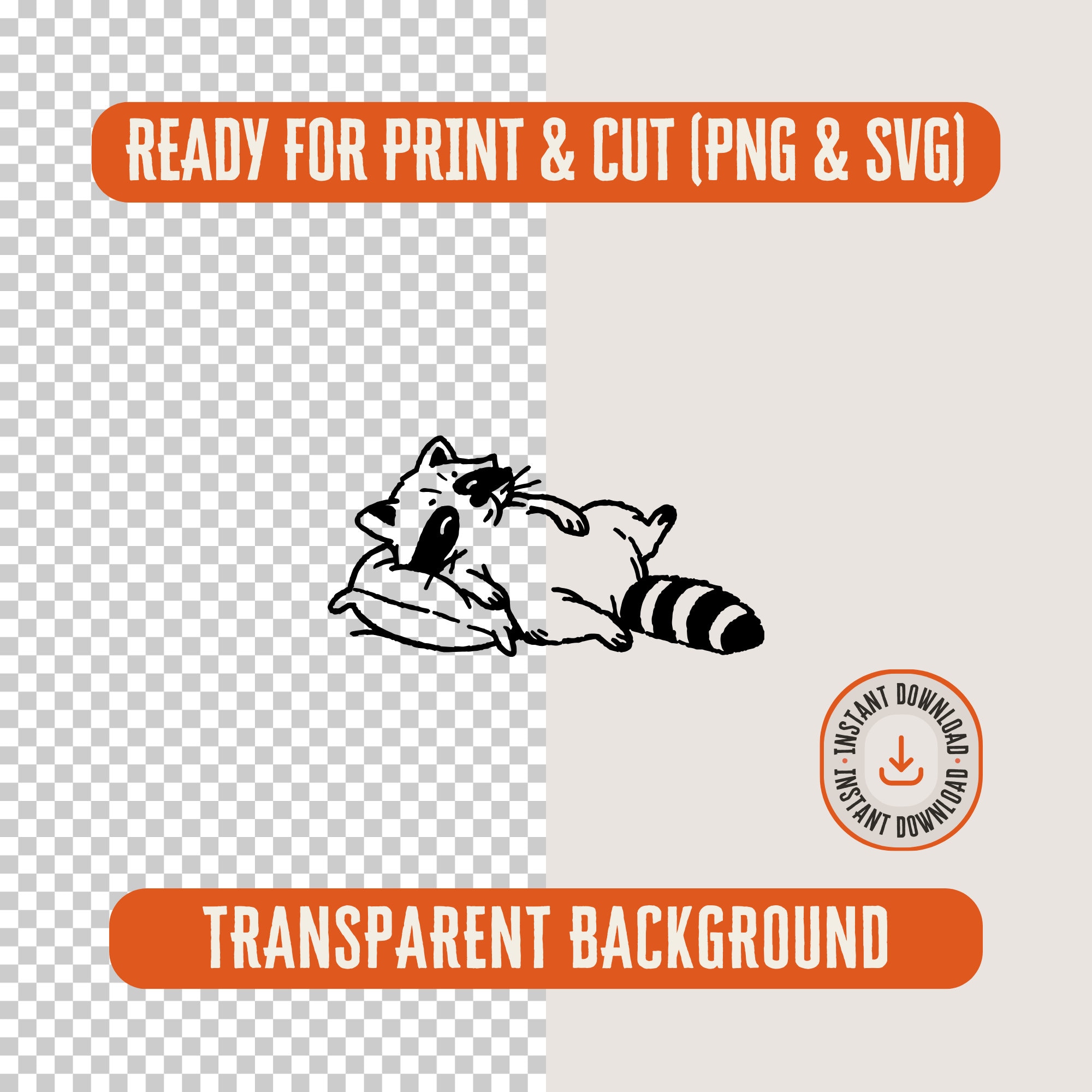 Funny Tired Raccoon SVG PNG for Embroidery & Laser Cut and Print, Retro ...