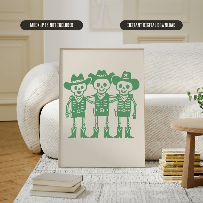 Cowboy Skeleton Friends SVG and PNG File for Print & Cut, Vintage ...
