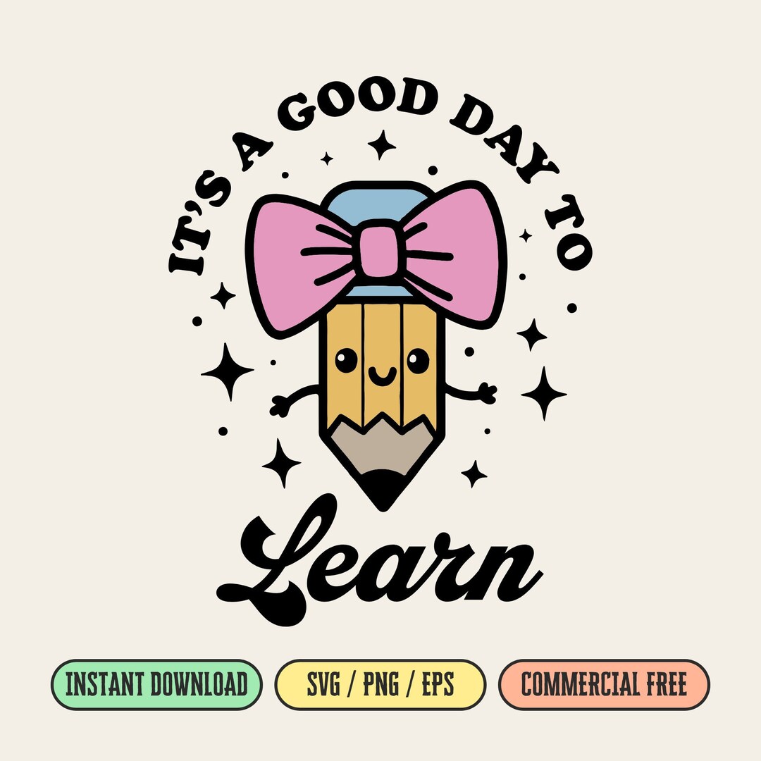 Back to School Coquette Bow Pencil SVG PNG File for Print & Cut, Retro ...