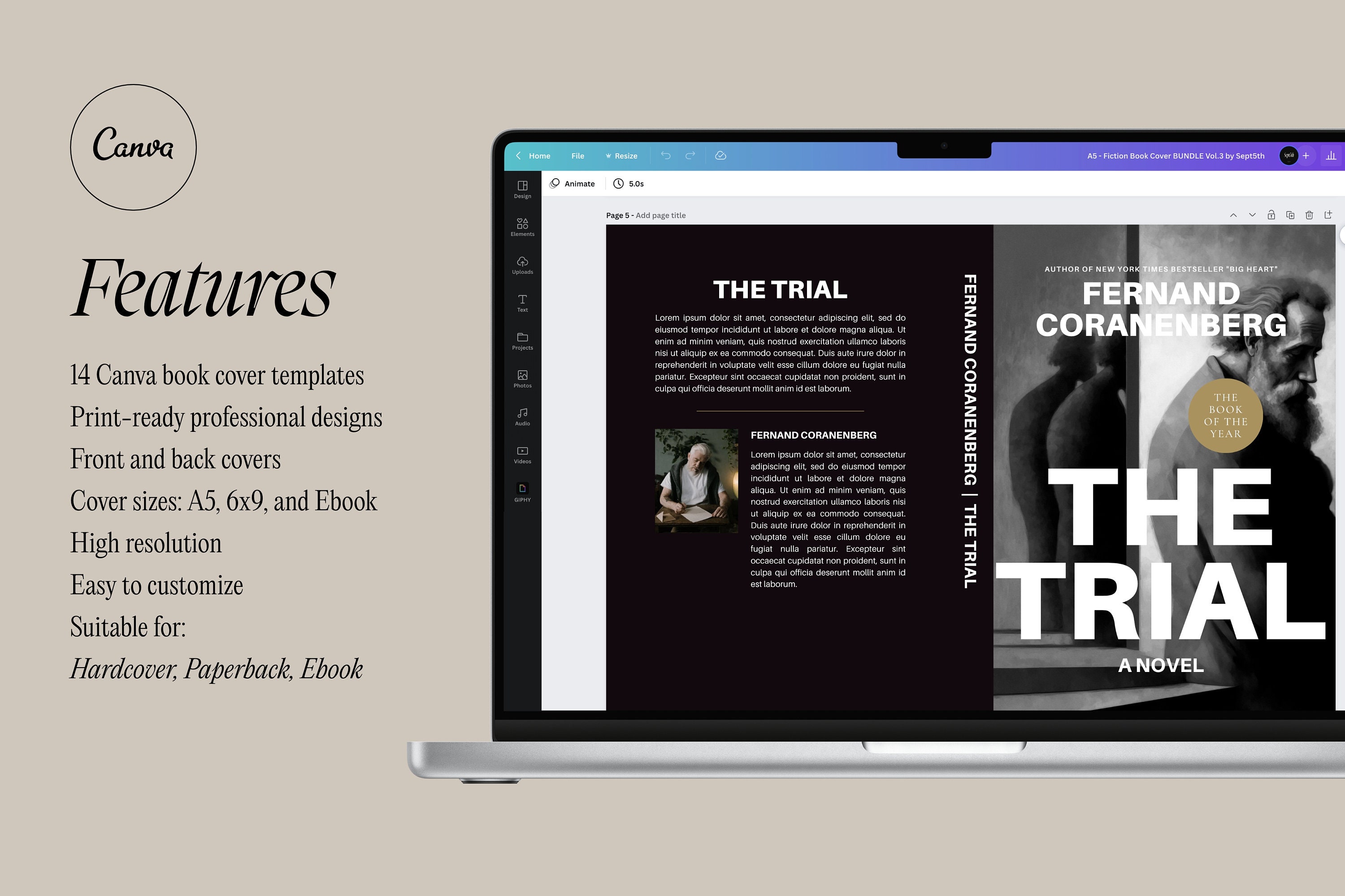 Canva Book Cover Template BUNDLE, E-book Cover Design Template, Fiction Book Cover, DIY Book ...