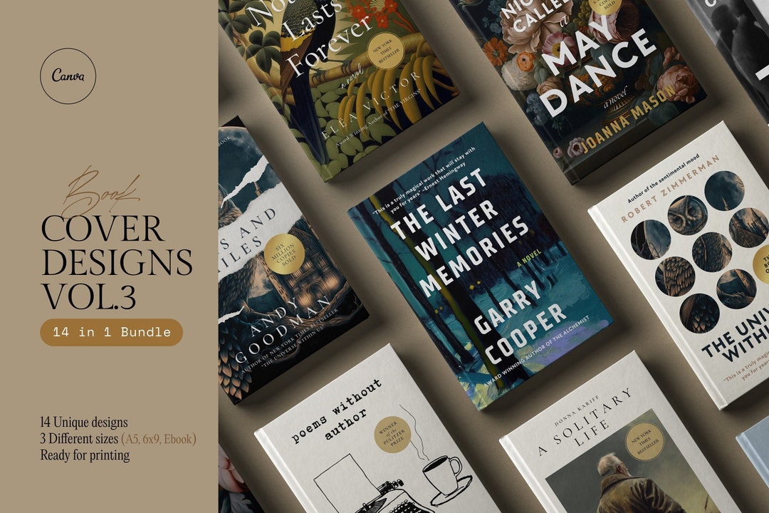 Canva Book Cover Template BUNDLE, E-book Cover Design Template, Fiction ...