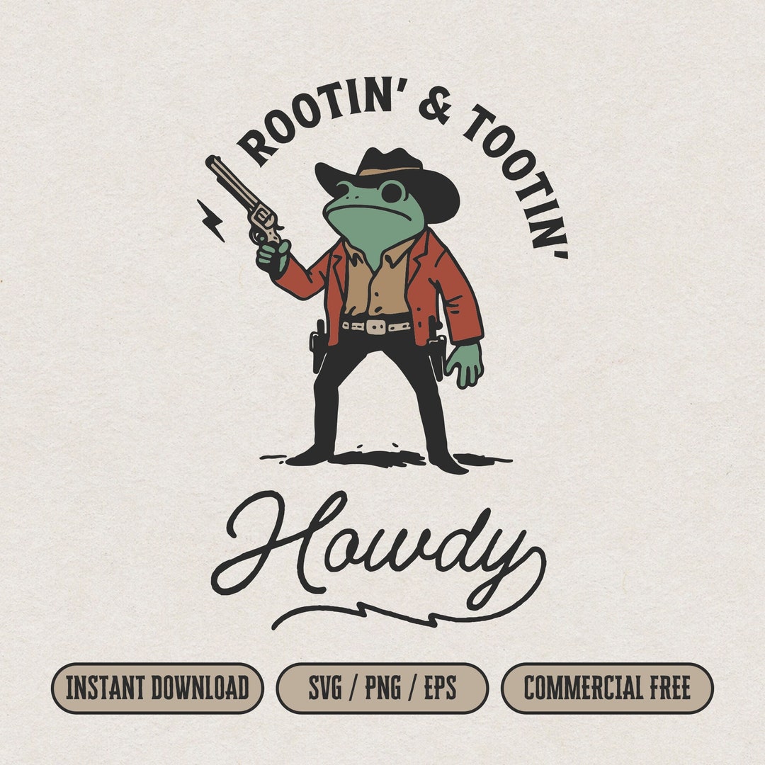 Funny Cowboy Frog SVG File for Print & Cut, Western Toad Cowboy With ...