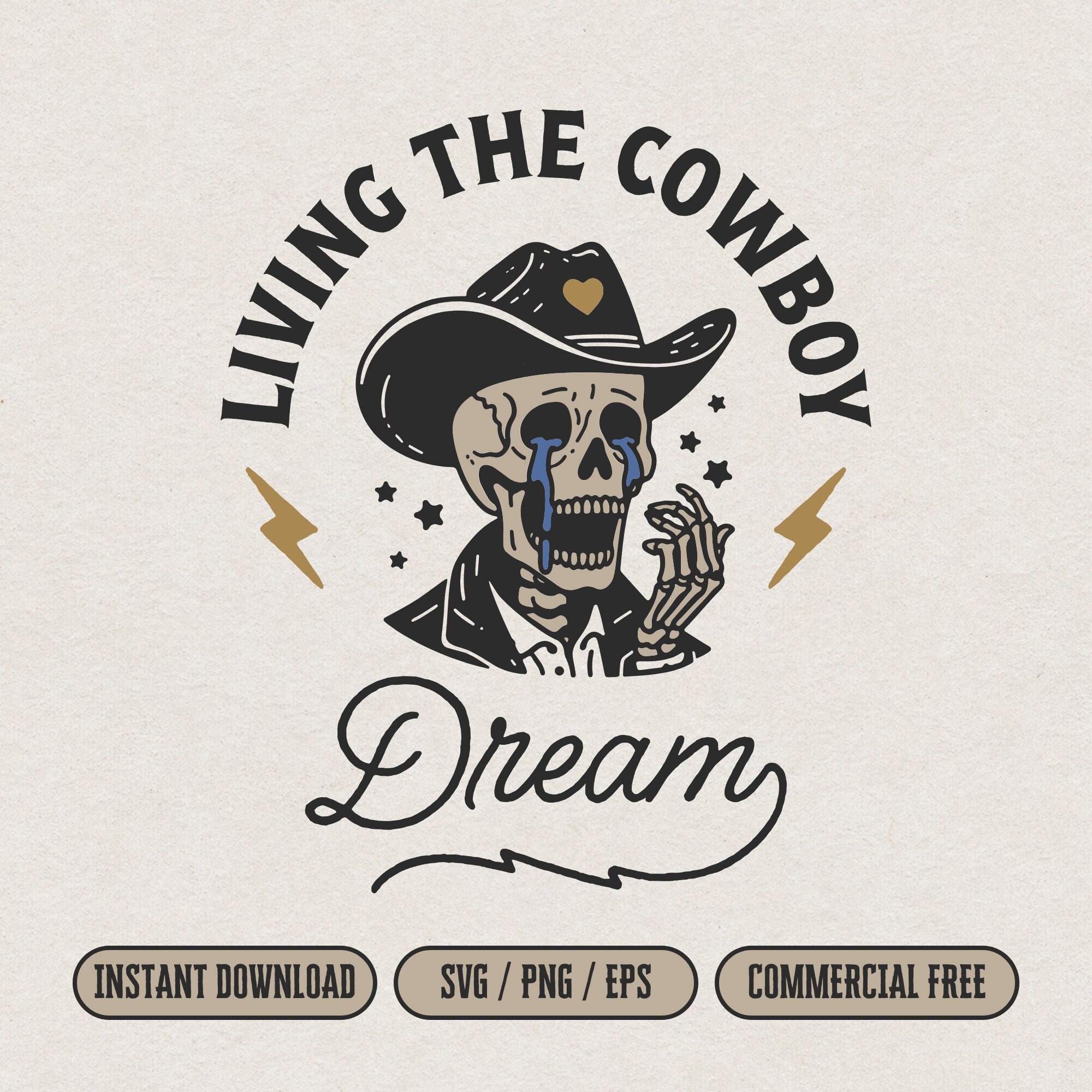 Funny Cowboy Skeleton in Tears PNG for Print & Cut, Western Crying ...