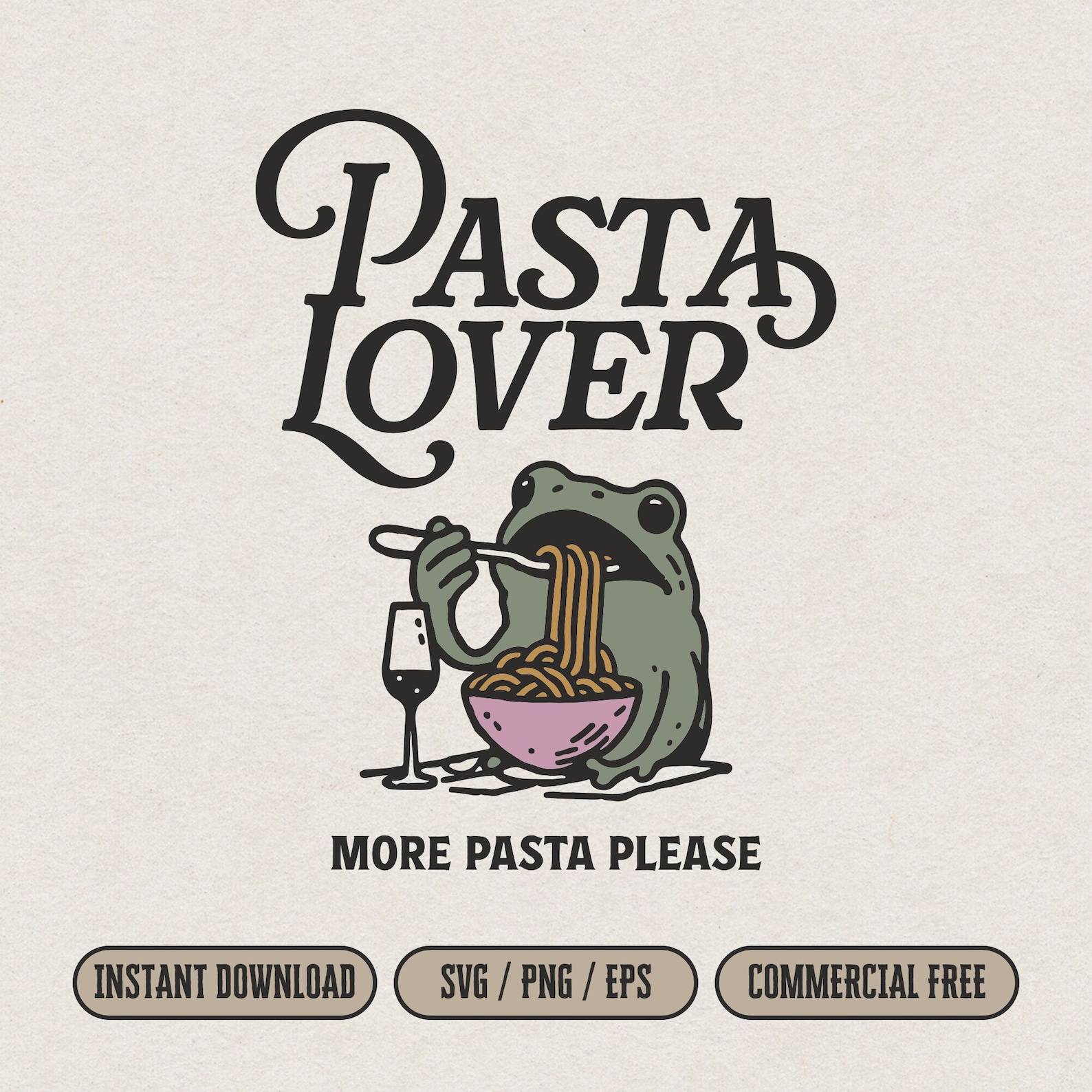 Pasta Lover Frog PNG and SVG for Print & Cut, Retro French Style Pasta ...