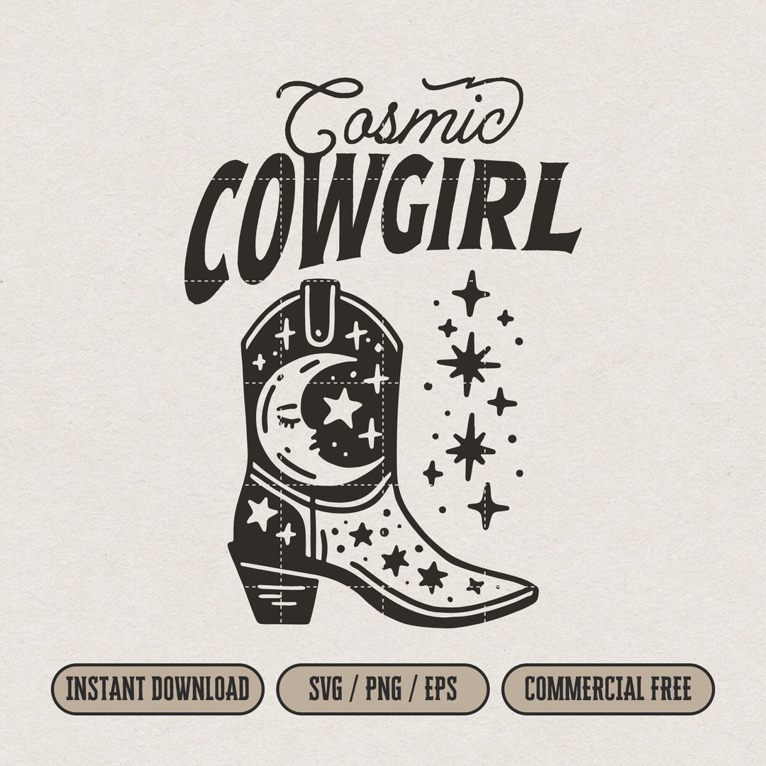 Cosmic Cowgirl Boot SVG File for Print & Cut, Western Cowgirl Celestial ...