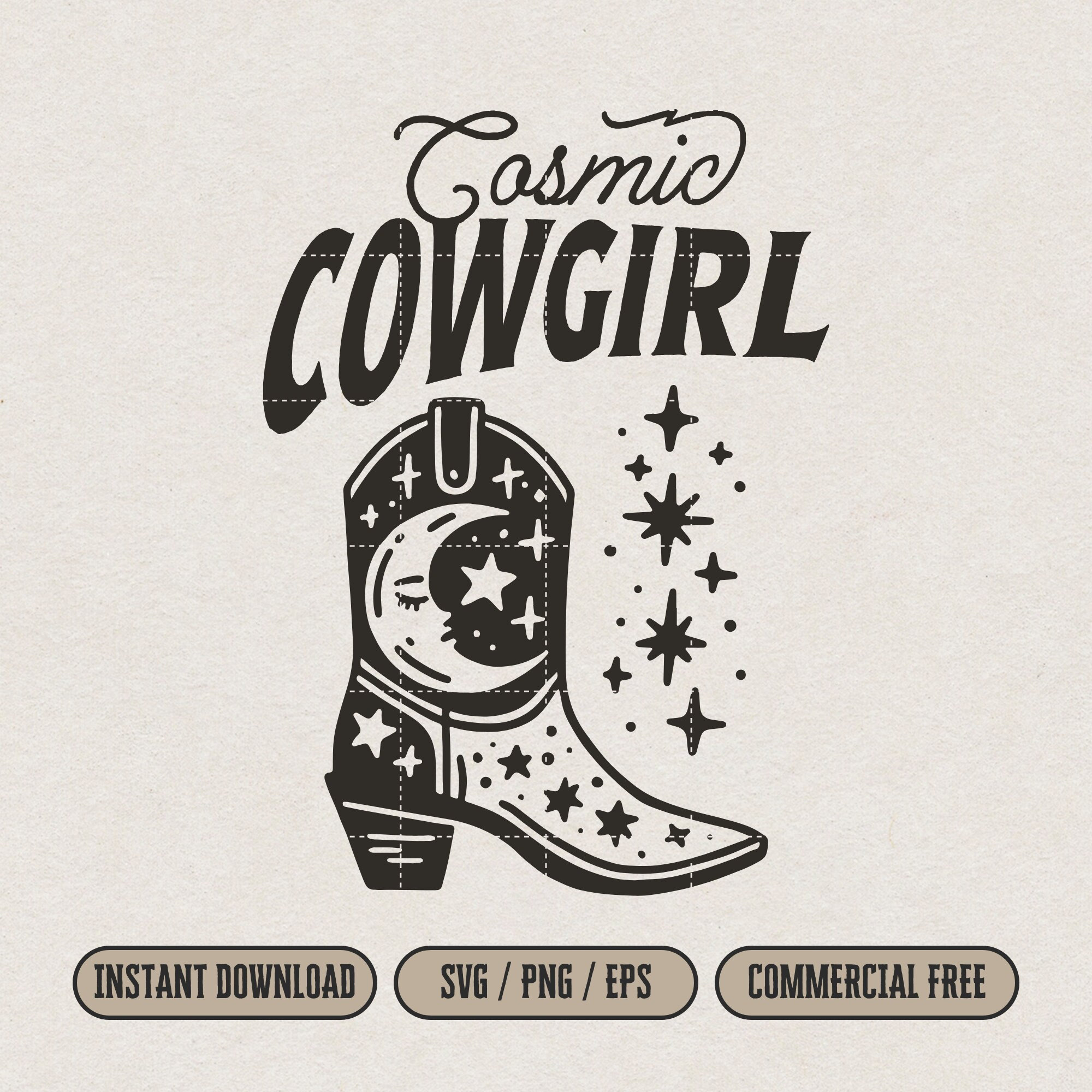 Cosmic Cowgirl Boot SVG File for Print & Cut, Western Cowgirl Celestial ...