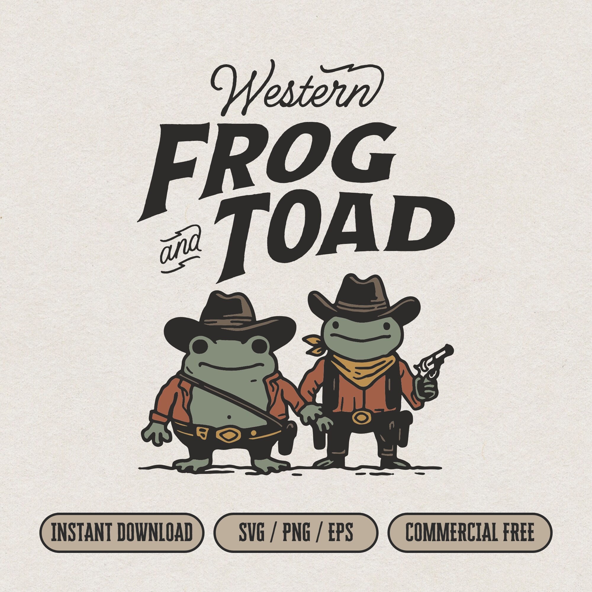 Western Cowboy Frog and Toad SVG File Print & Laser Cut, Vintage Frog ...