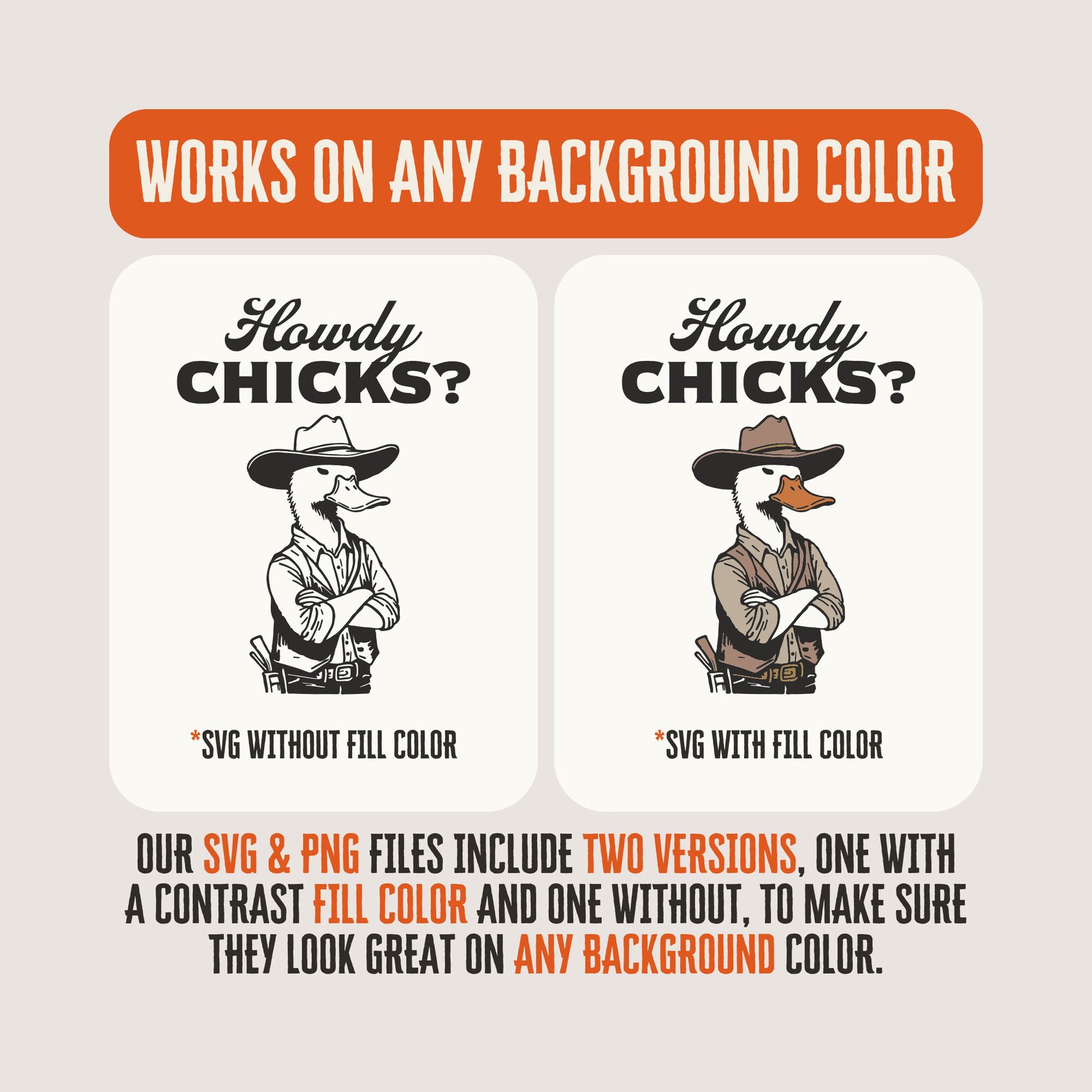 Duck Cowboy SVG for Print & Cut, Western Style Cowboy Duck Howdy Chick ...