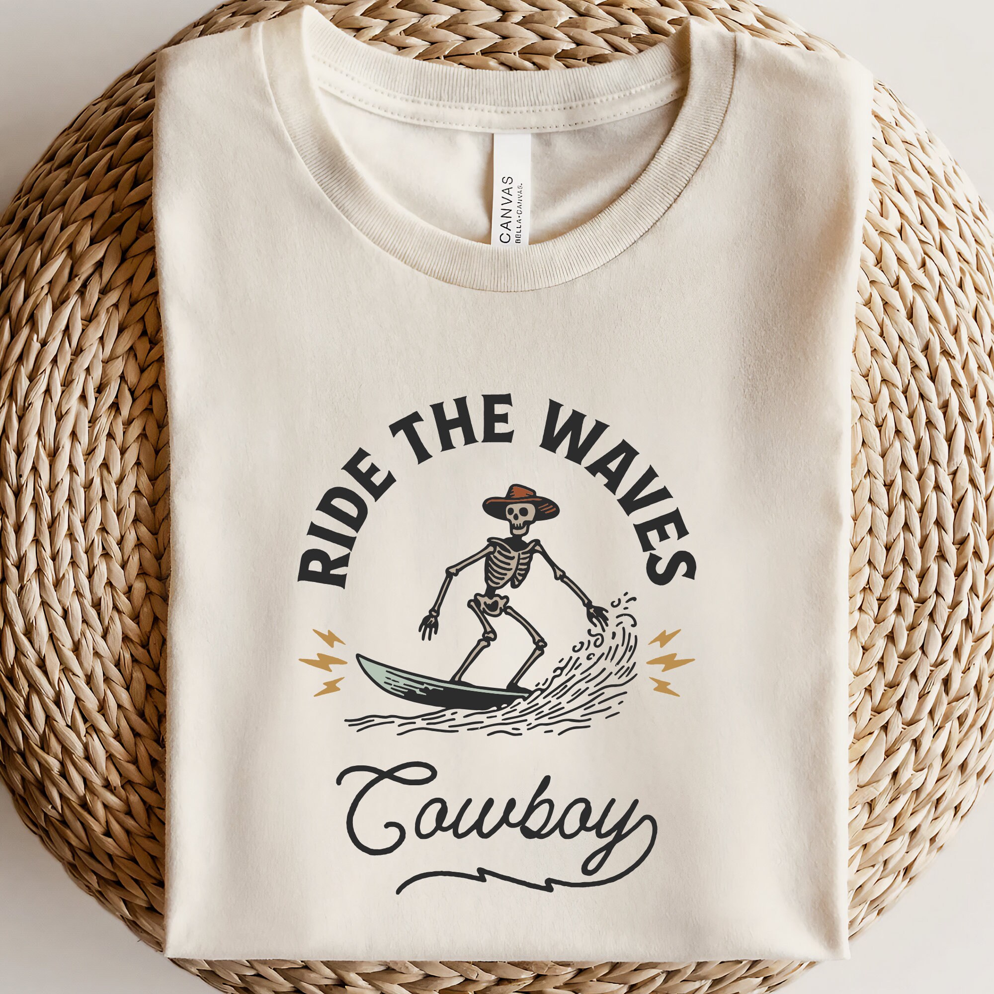 Surfer Cowboy Skeleton SVG for Print & Laser Cut, Western Trendy Summer ...