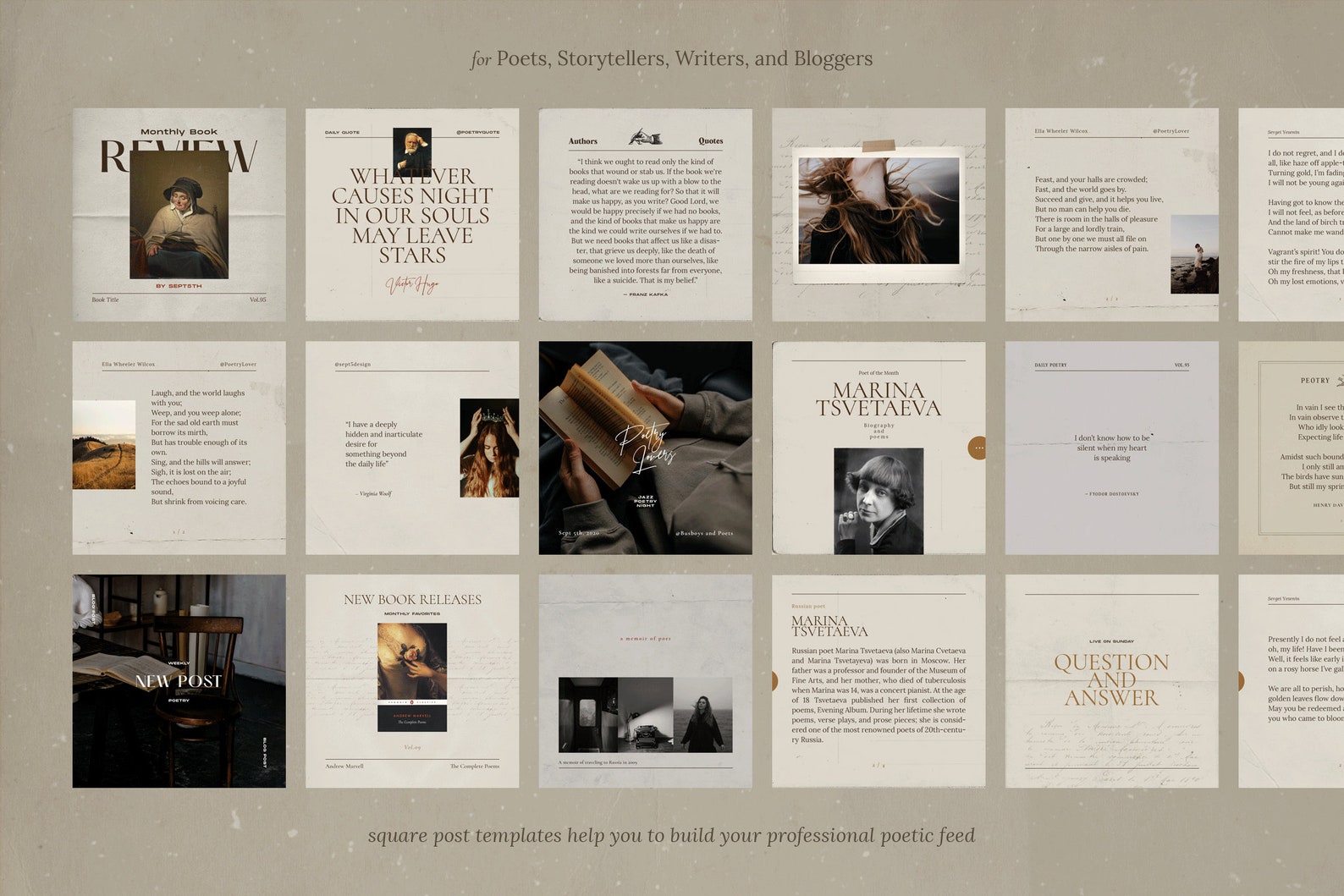 Instagram Template for Poets, Writers, and Authors. Writers and Poets ...