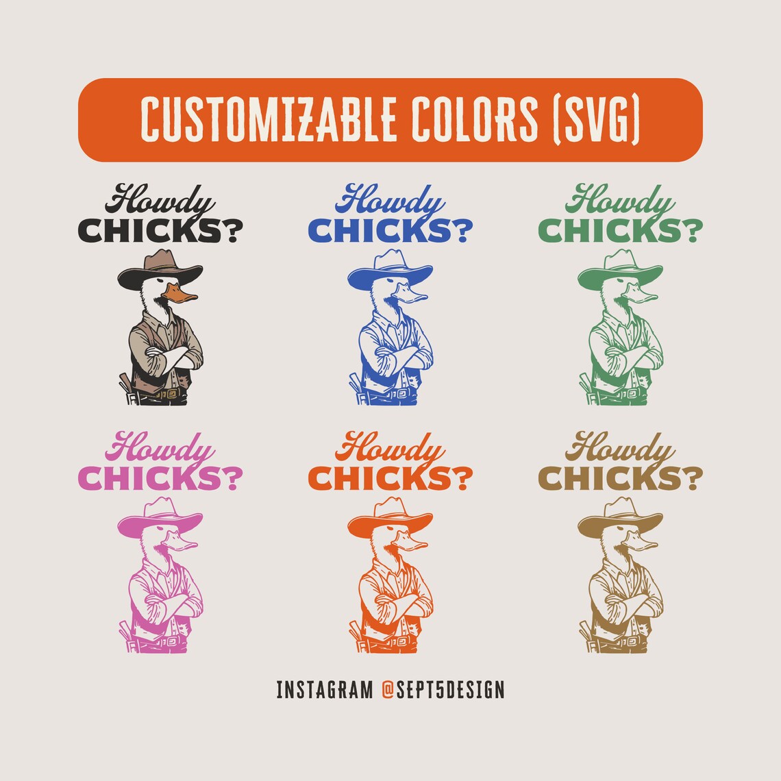 Duck Cowboy SVG for Print & Cut, Western Style Cowboy Duck Howdy Chick ...