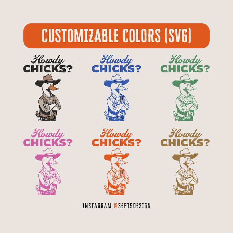 Duck Cowboy SVG for Print & Cut, Western Style Cowboy Duck Howdy Chick ...