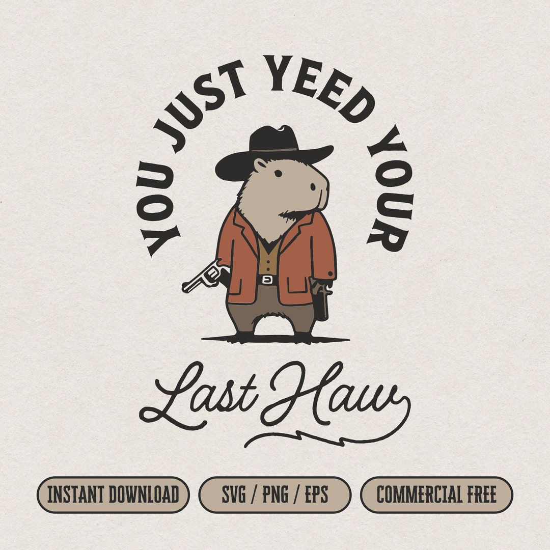 Funny Capybara Cowboy SVG File for Print & Cut, Western Cowboy Capybara ...