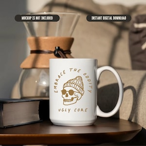 Skull Drawing SVG PNG File for Print & Cut, Ugly Skull With Beanie ...