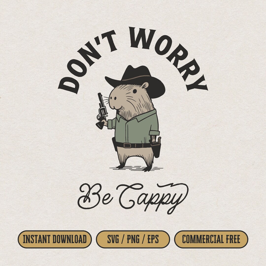 Funny Capybara Cowboy SVG for Print & Laser Cut, Western Cowboy ...