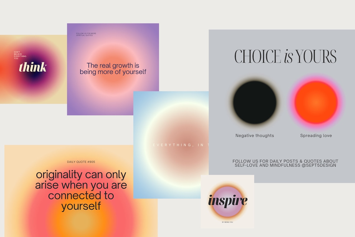 Canva Gradient Quotes Social Media Design Templates, 80 Aesthetic Aura ...