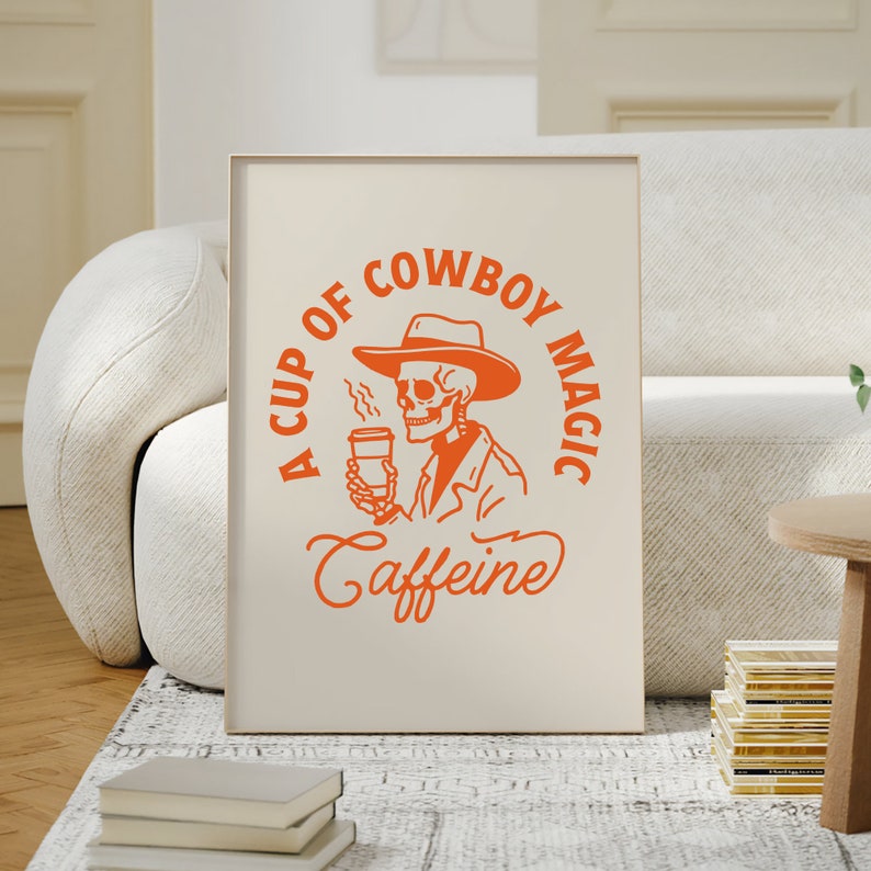 Cowboy Coffee PNG for Print & Laser Cut, Western Skeleton Cowboy ...