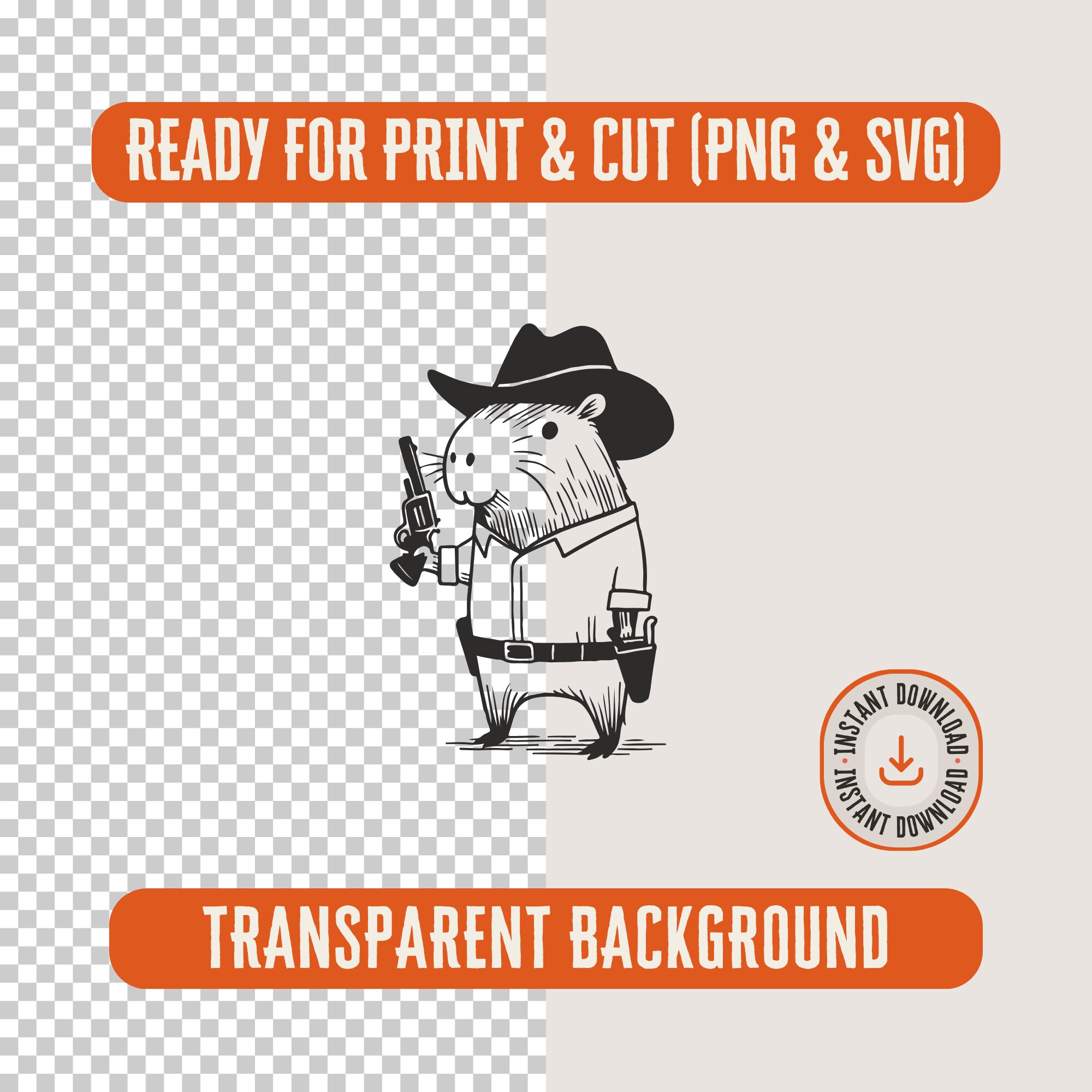Funny Capybara Cowboy SVG for Print & Laser Cut, Western Cowboy ...
