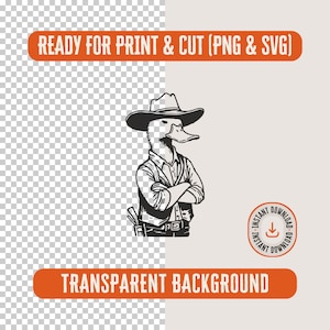 Duck Cowboy SVG for Print & Cut, Western Style Cowboy Duck Howdy Chick ...