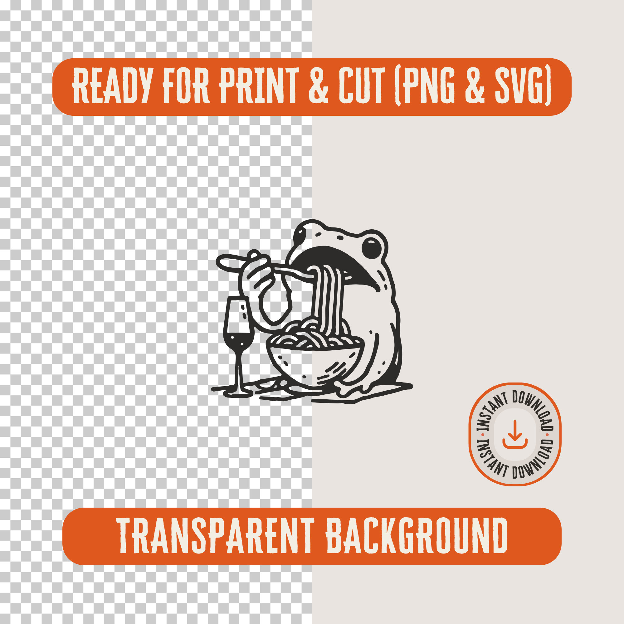 Pasta Lover Frog PNG and SVG for Print & Cut, Retro French Style Pasta ...