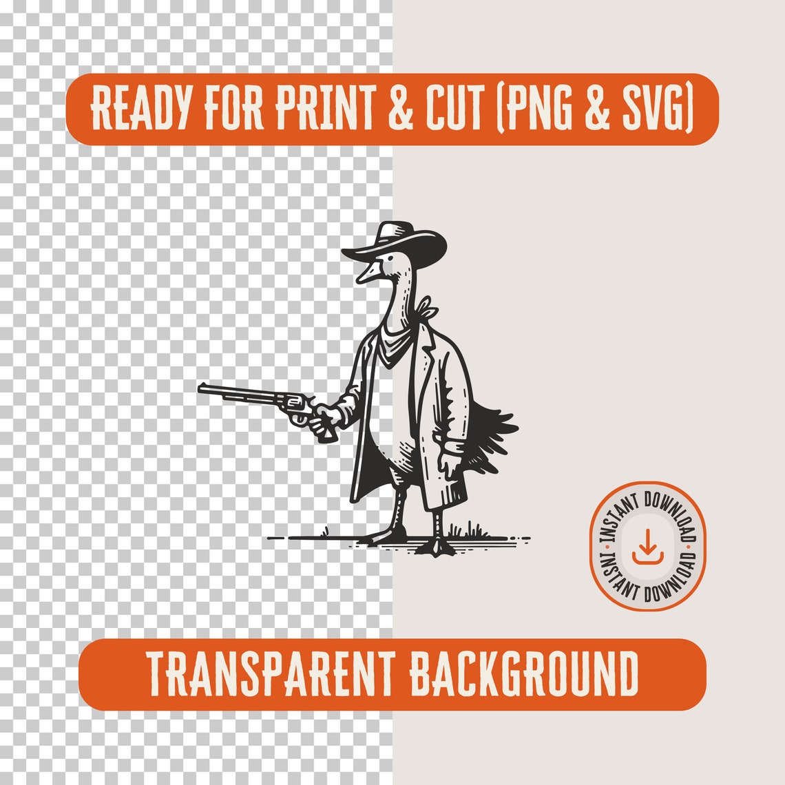 Funny Goose Cowboy SVG for Print & Cut, Western Style Cowboy Goose With ...