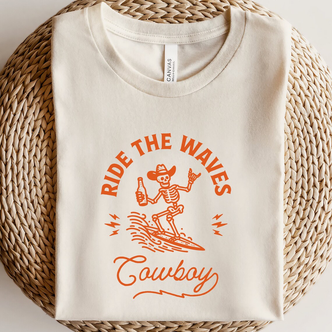 Surfing Cowboy Skeleton SVG for Print & Cut, Western Summer Cowboy With ...