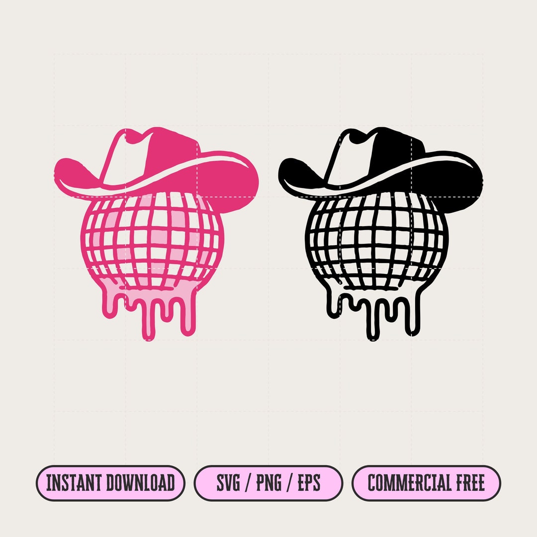 Cowboy Hat Melting Disco Ball SVG, Cowgirl Disco Ball PNG File for ...