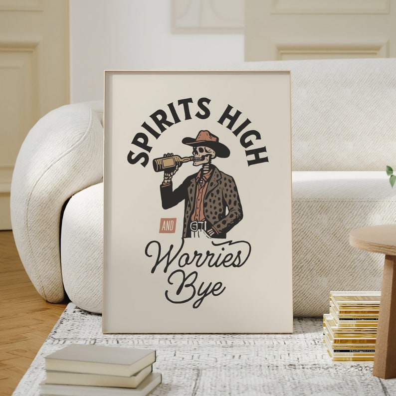 Western Skull Cowboy Drinking Whiskey SVG File for Print & Cut, Retro ...