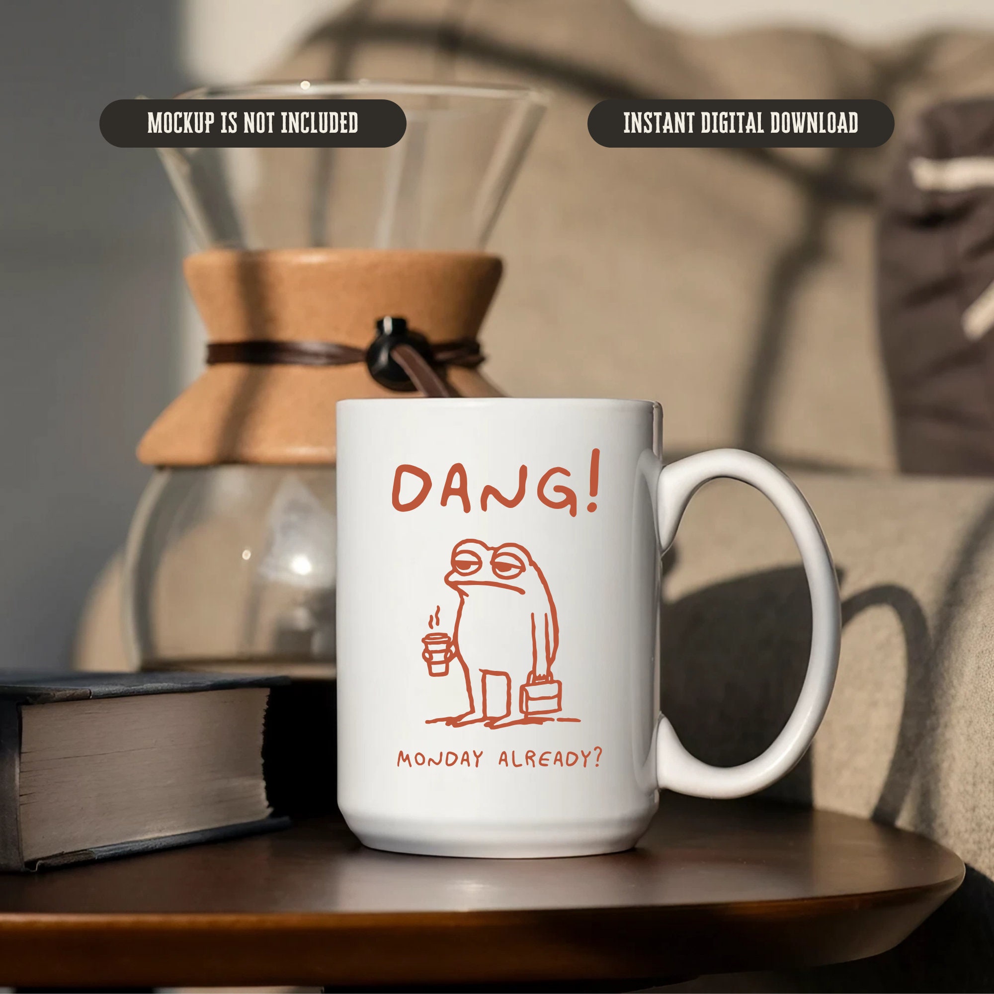 Funny Monday Frog SVG for Print & Cut, Silly Frog With Coffee Monday ...