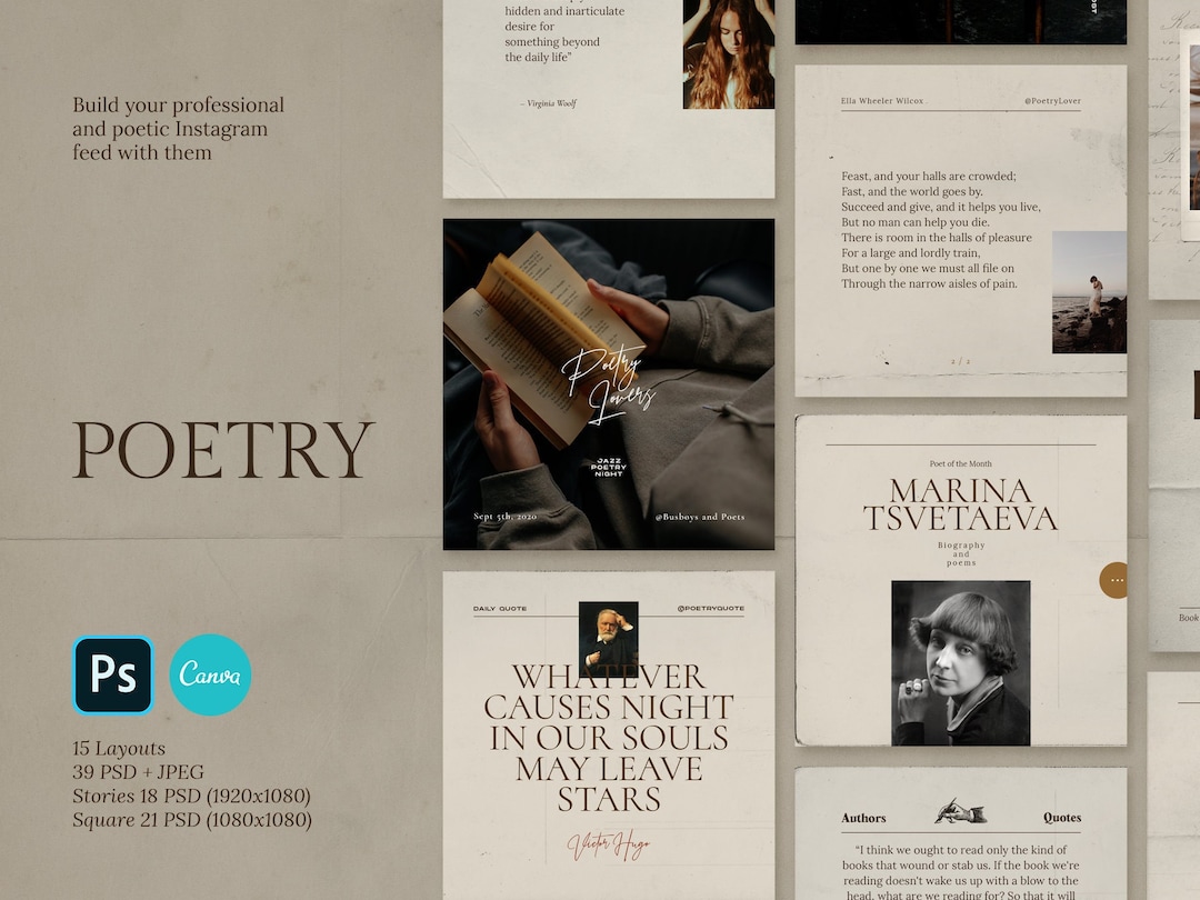 Instagram Template for Poets, Writers, and Authors. Writers and Poets ...