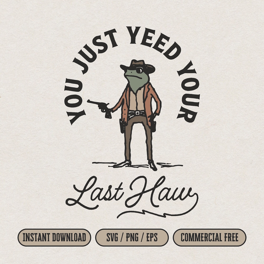 Funny Frog Cowboy SVG File for Print & Cut, Western Style Cowboy Frog ...