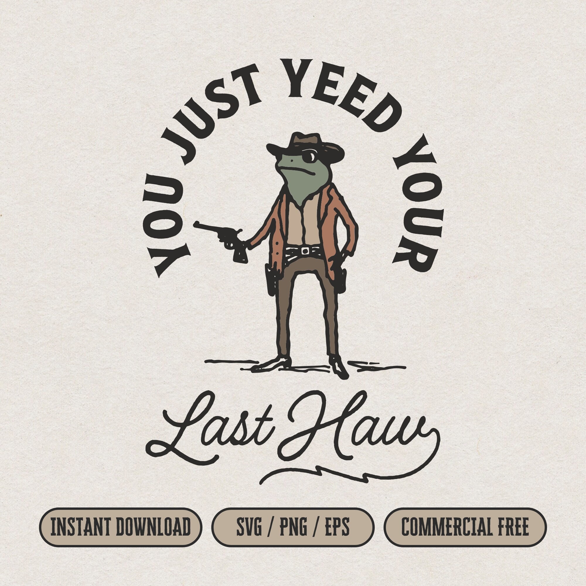 Funny Frog Cowboy SVG File for Print & Cut, Western Style Cowboy Frog ...