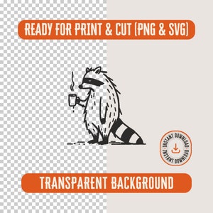 Funny Monday Raccoon SVG and PNG for Print & Cut, Ugly Raccoon With ...
