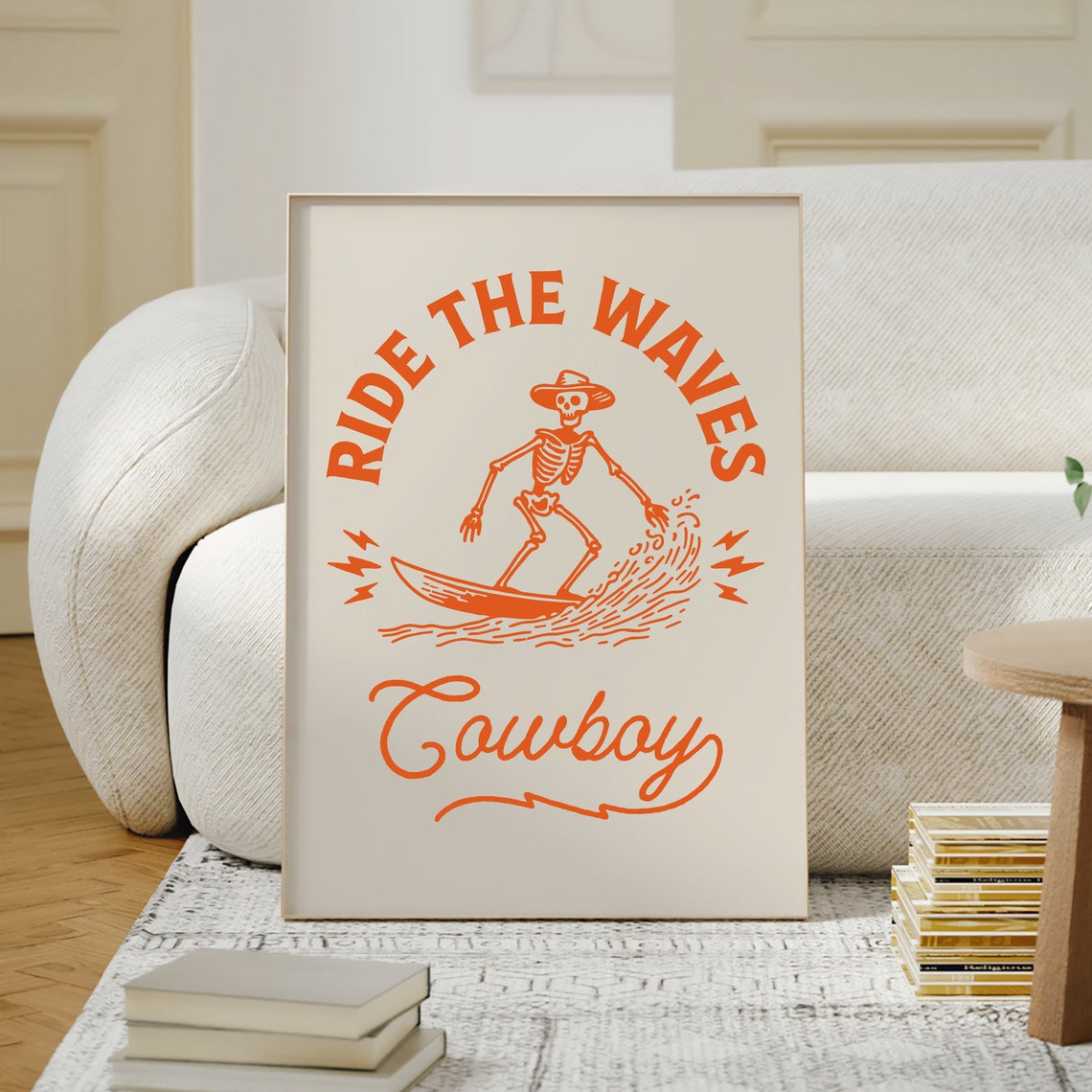 Surfer Cowboy Skeleton SVG for Print & Laser Cut, Western Trendy Summer ...