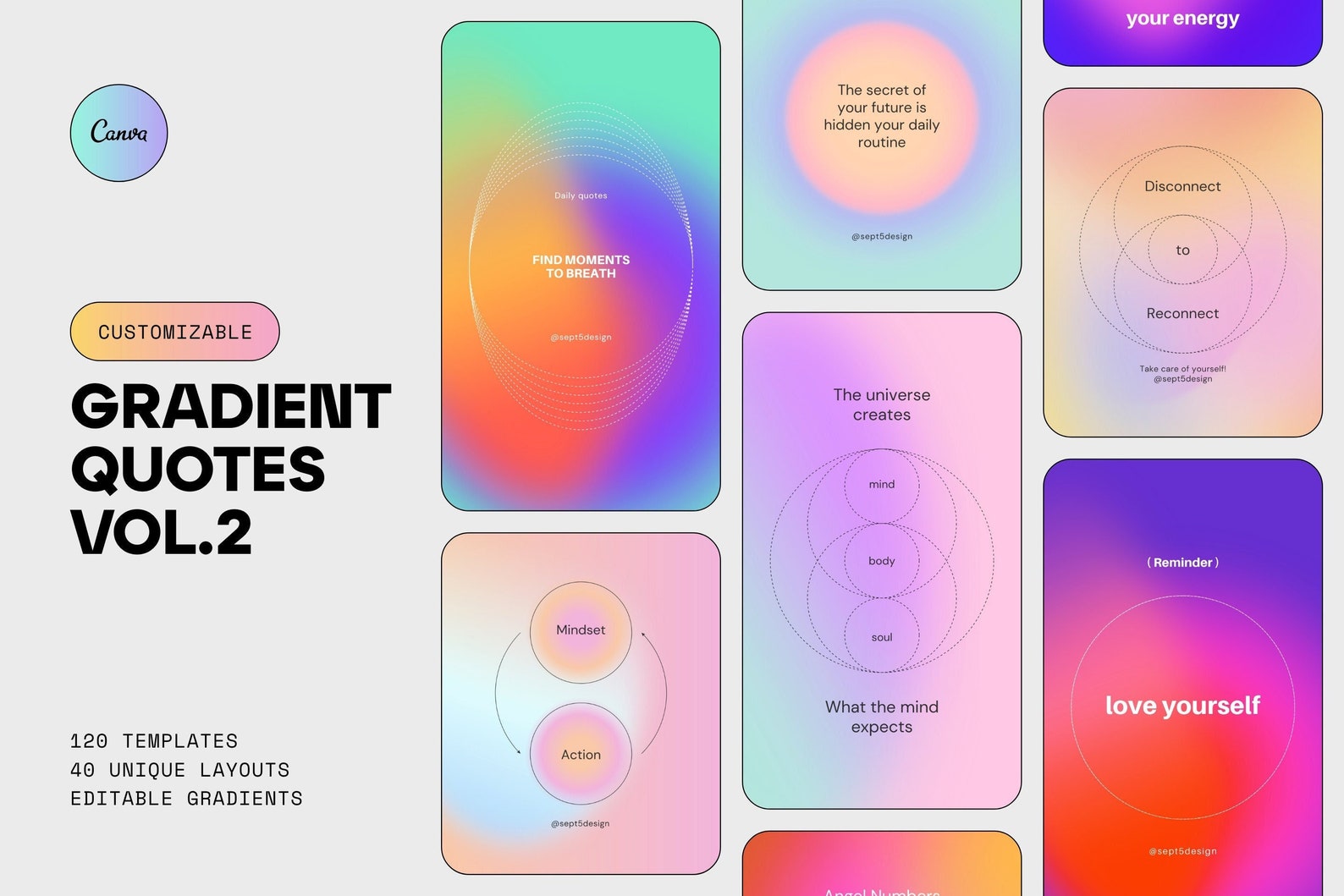 Canva Aura Gradient Quotes, Aesthetic Gradient Quotes, Customizable ...