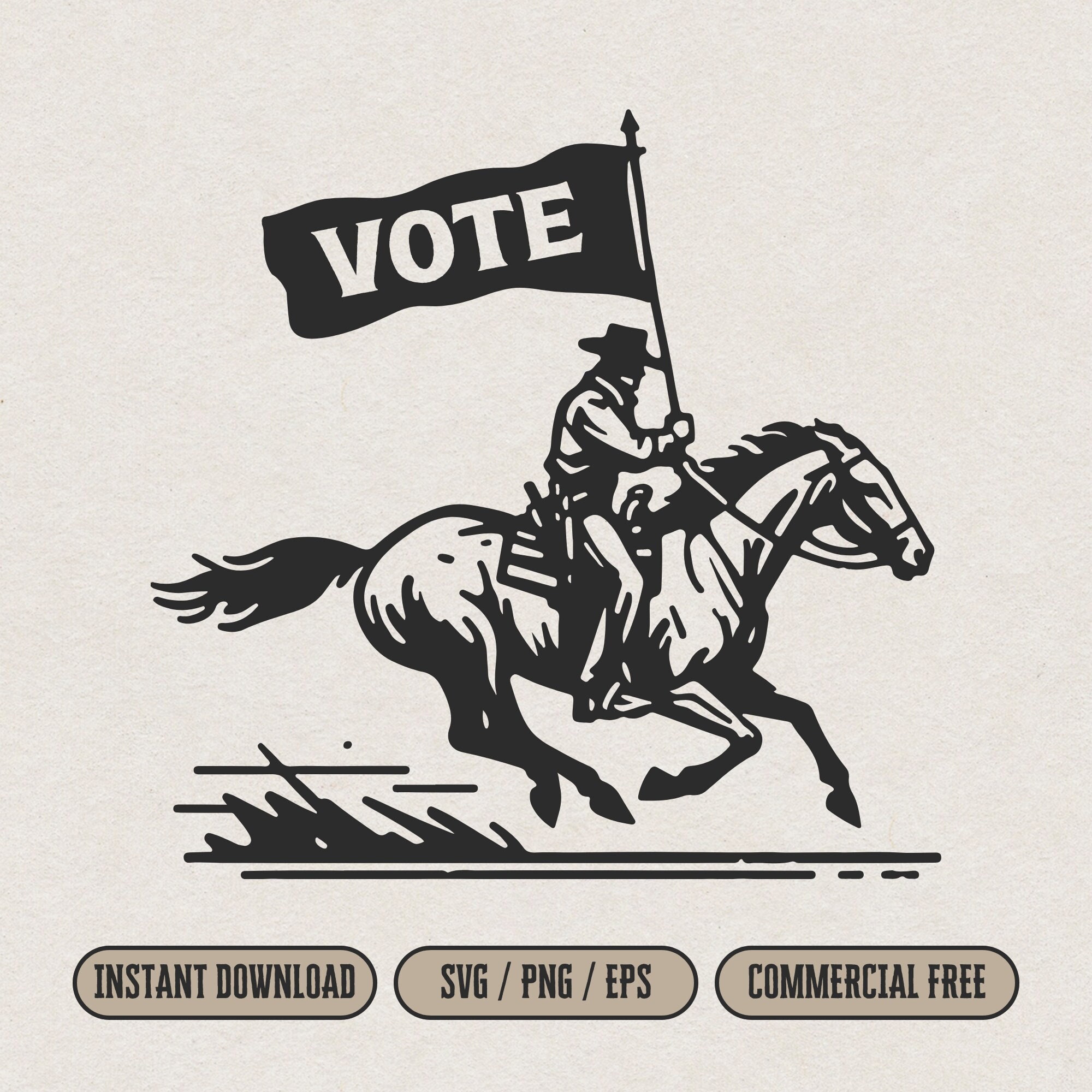 Western Cowboy With Election Flag PNG for Print & Cut, Election 2024 ...