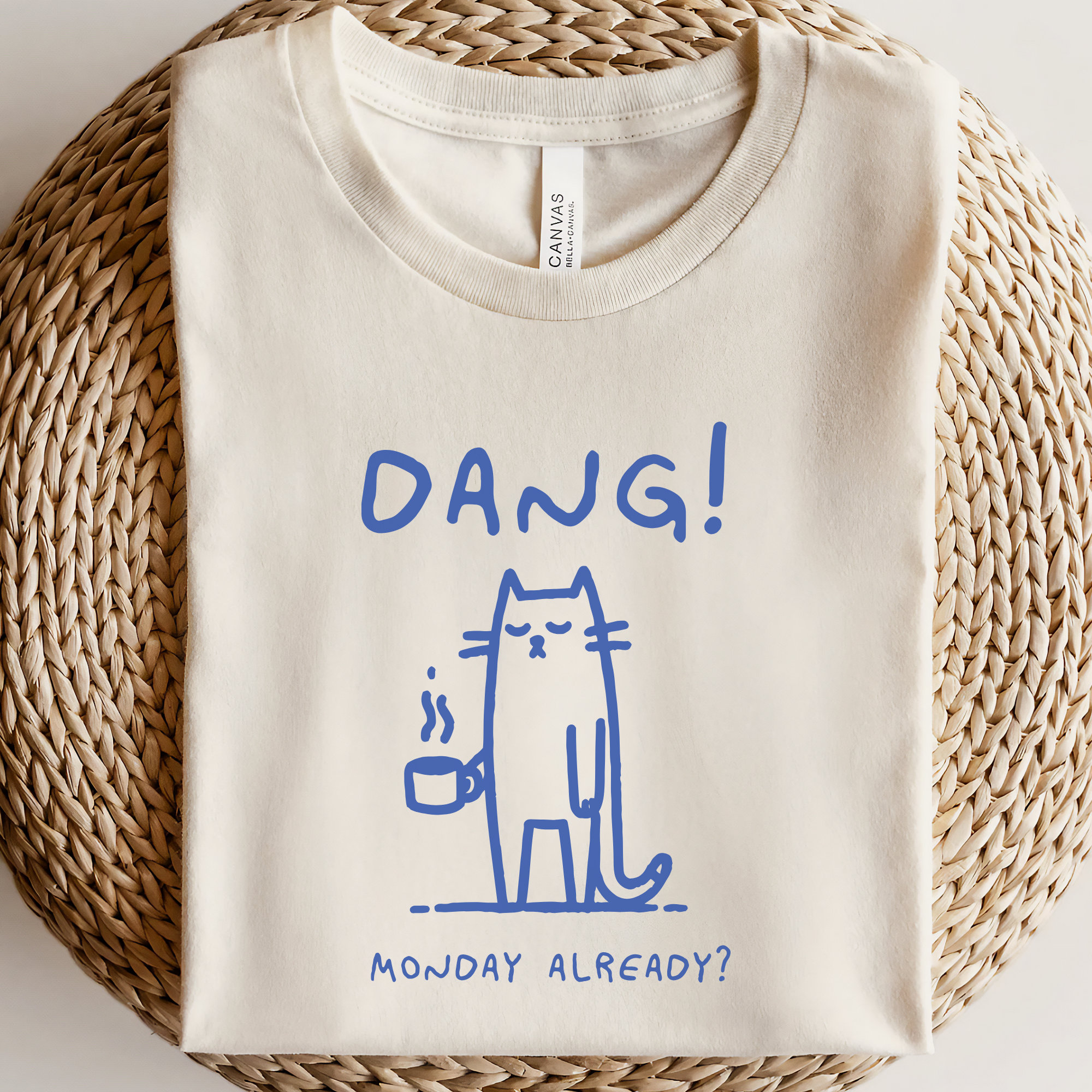 Funny Monday Cat SVG for Print & Cut, Ugly Cat With Coffee Monday Shirt ...