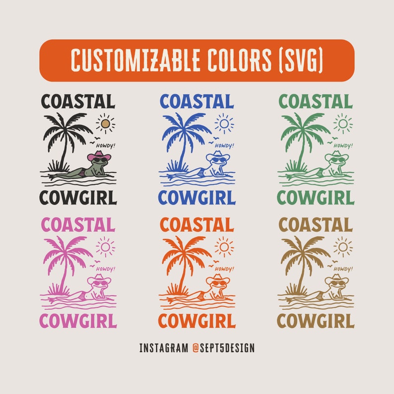 Coastal Cowgirl Frog SVG for Print & Laser Cut, Western Summer Cowgirl ...