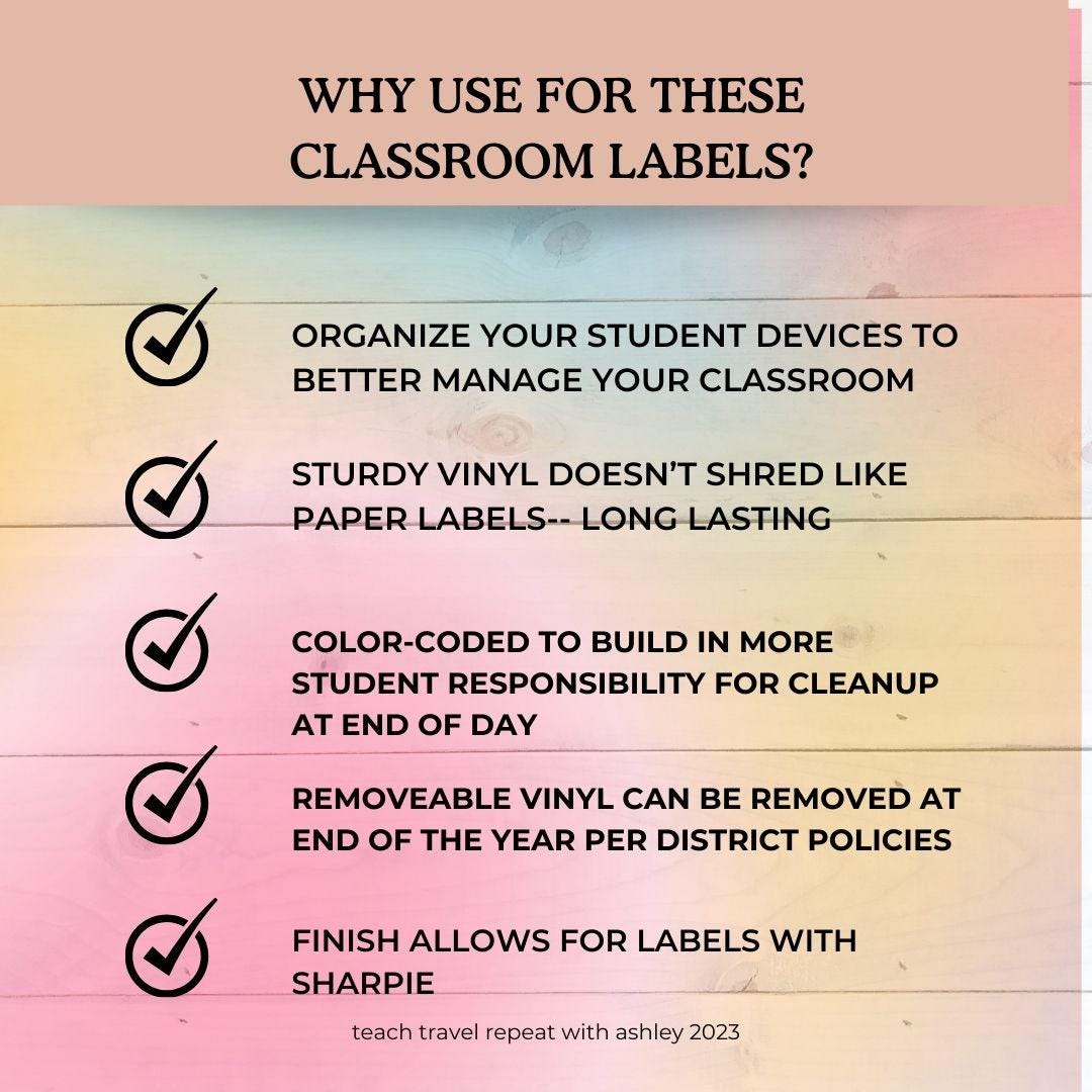 Classroom Label for Cart | Color Coded Labels for Chromebook Cart ...