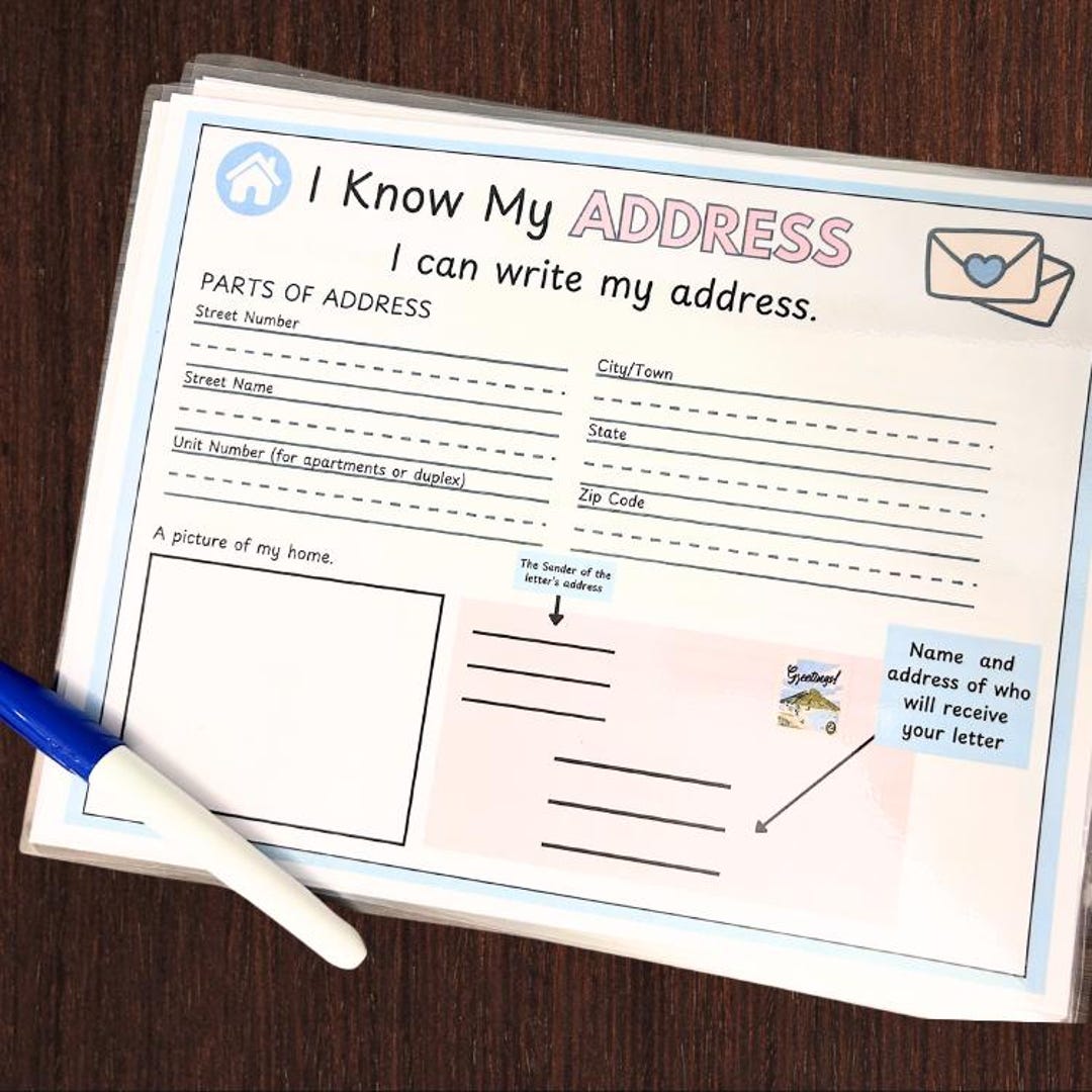 Address Kids Activity Address Practice Homeschool Printable Educational ...