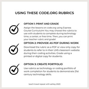 BUNDLE: Code.org Express Course Rubrics for Students With Feedback ...