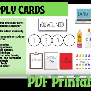 Visual Supply Cards for Classroom Transitions | Classroom Routine ...